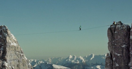 An Athlete Refuses to Give in to Fear as She Walks a Rope Between Mountains